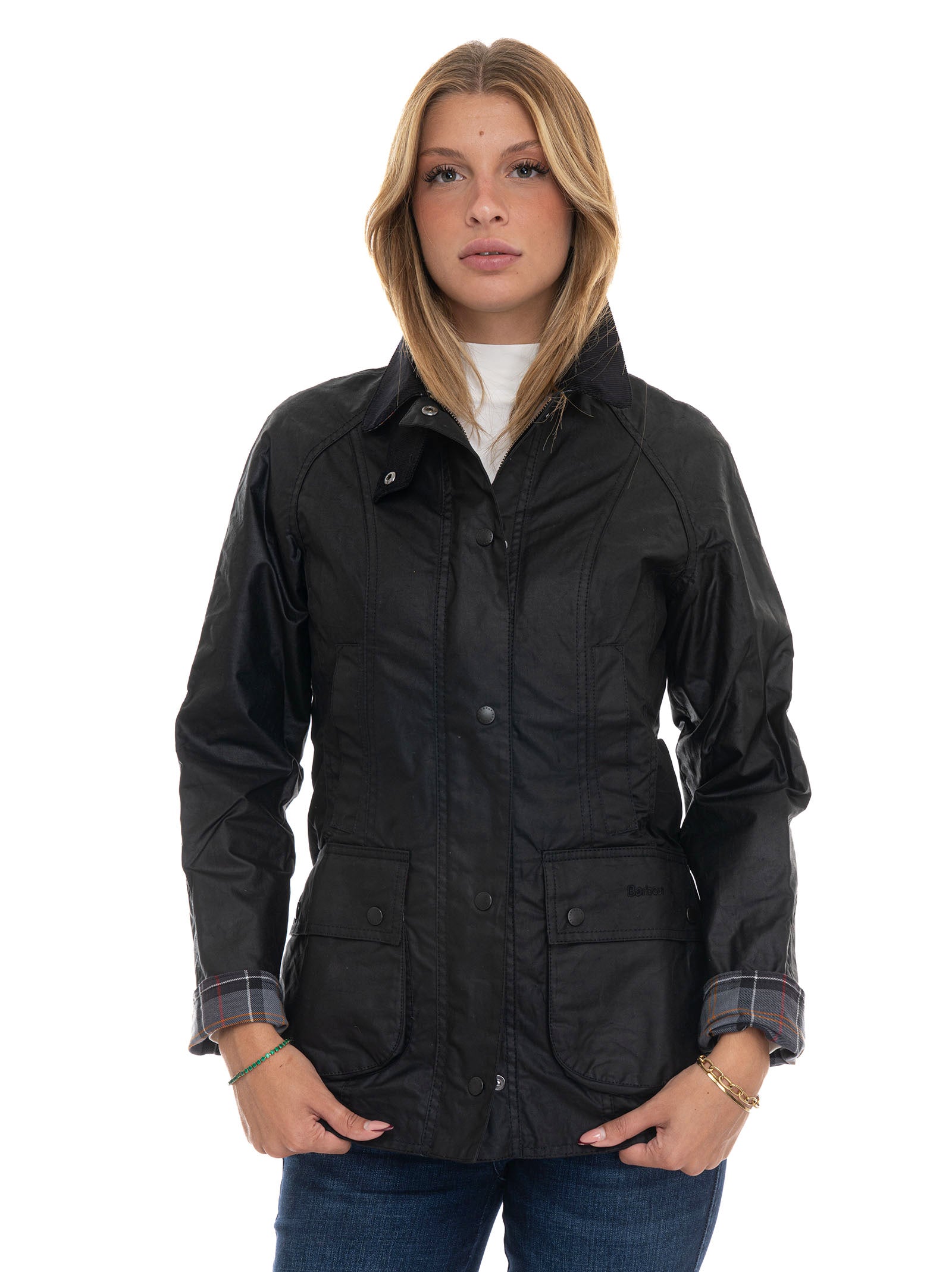 Giaccone Beadnel wax jkt Nero Barbour Donna - Scaglione Ischia